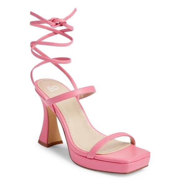 bp | Shoes | Bp Netta Pink Platform Lace Up Ankle Sandals Size 65 ...